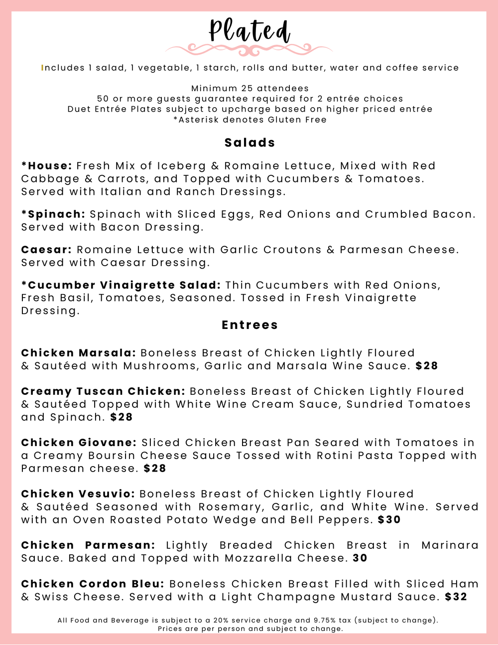 Catering Menus — Posh Banquets & Event Center