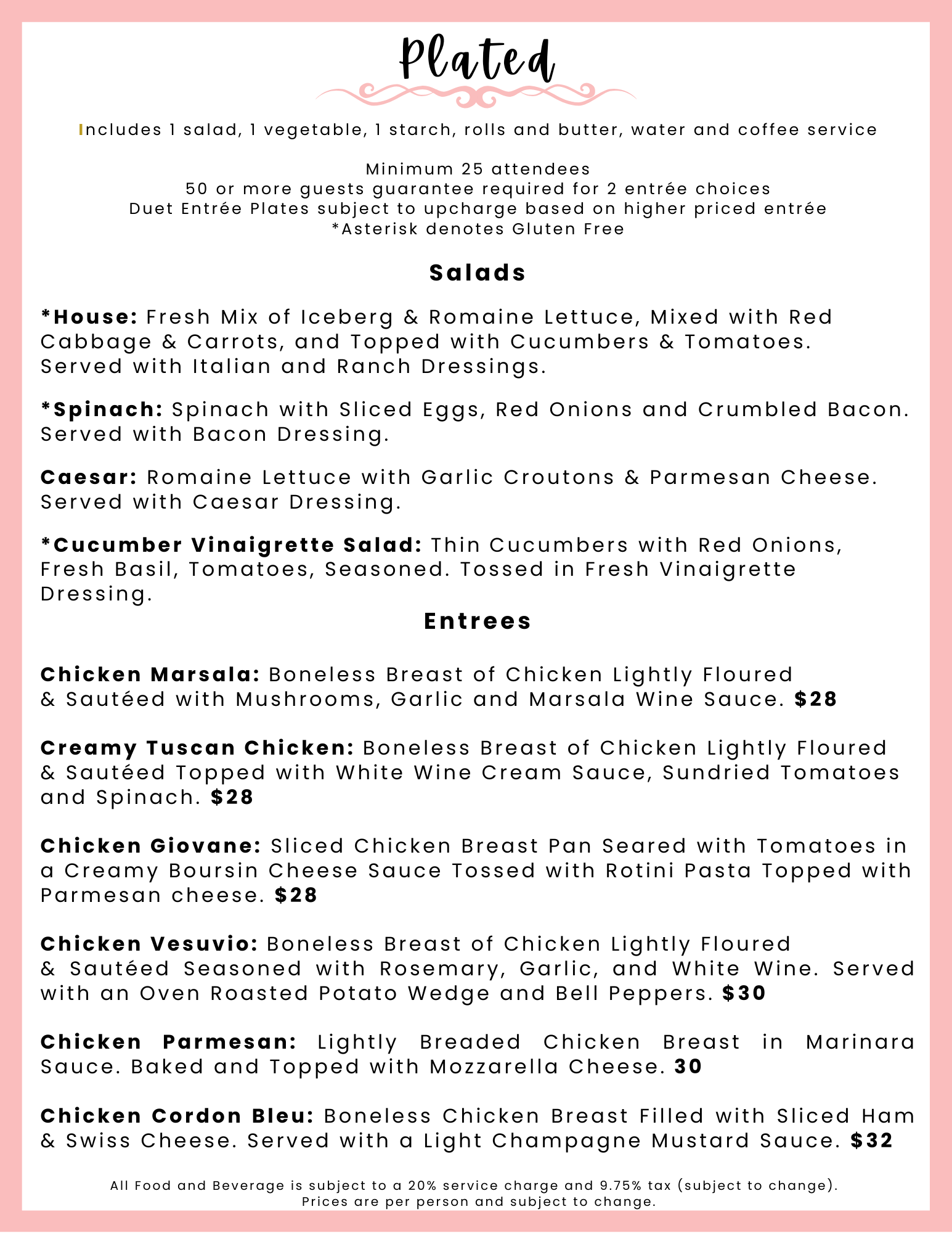 Catering Menus — Posh Banquets & Event Center