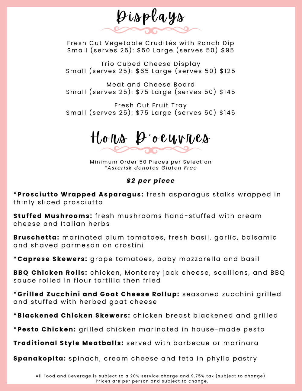 Catering Menus — Posh Banquets & Event Center