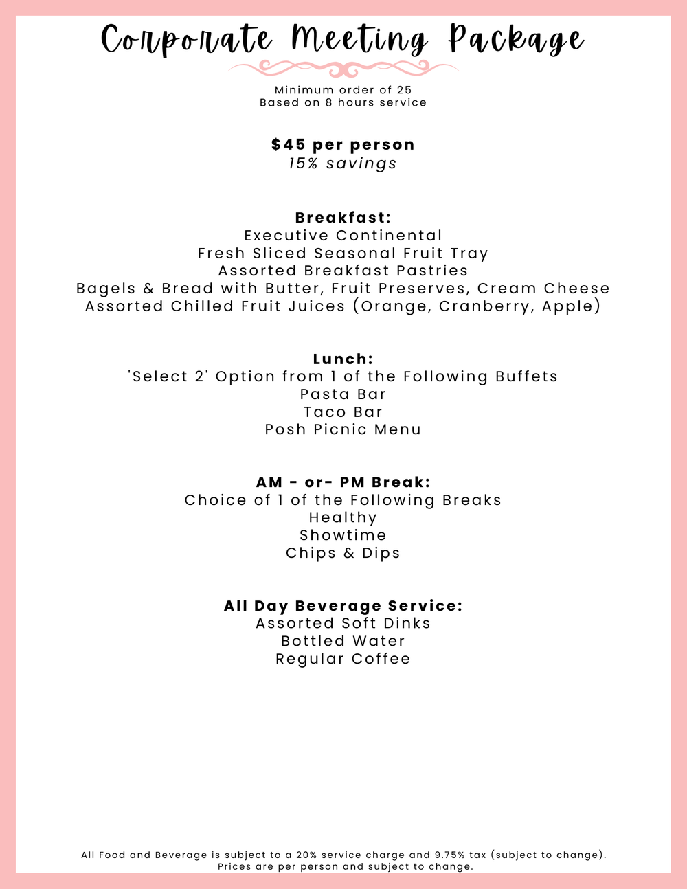 Catering Menus — Posh Banquets & Event Center