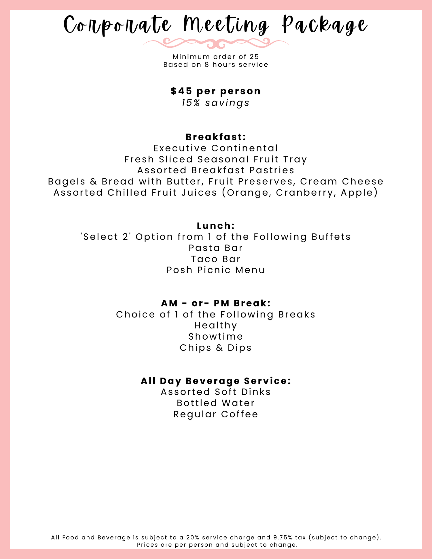 Catering Menus — Posh Banquets & Event Center