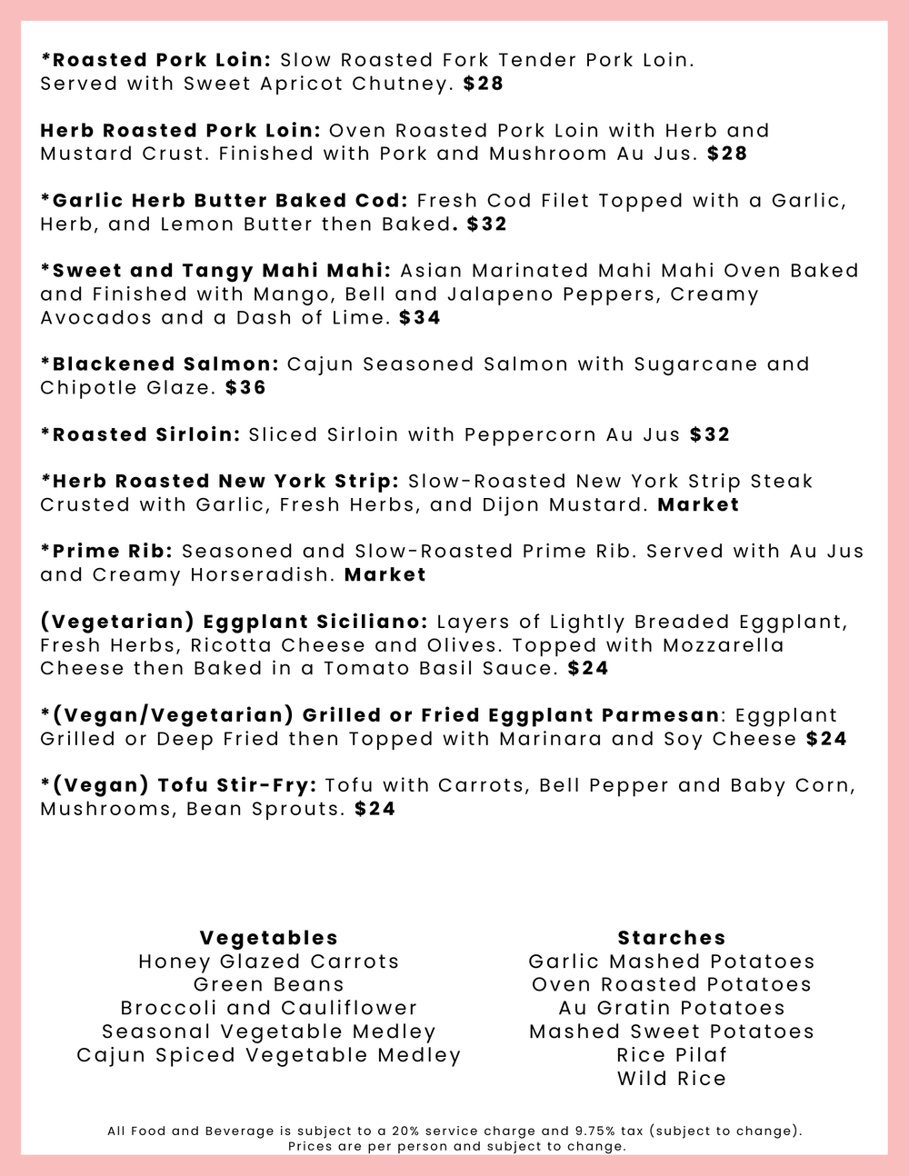 Catering Menus — Posh Banquets & Event Center