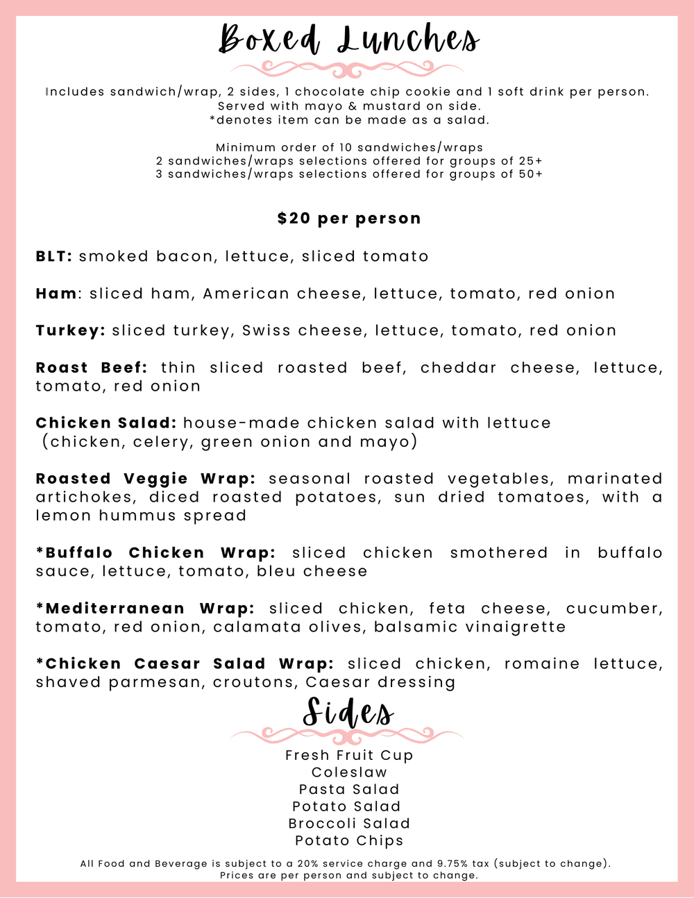 Catering Menus — Posh Banquets & Event Center