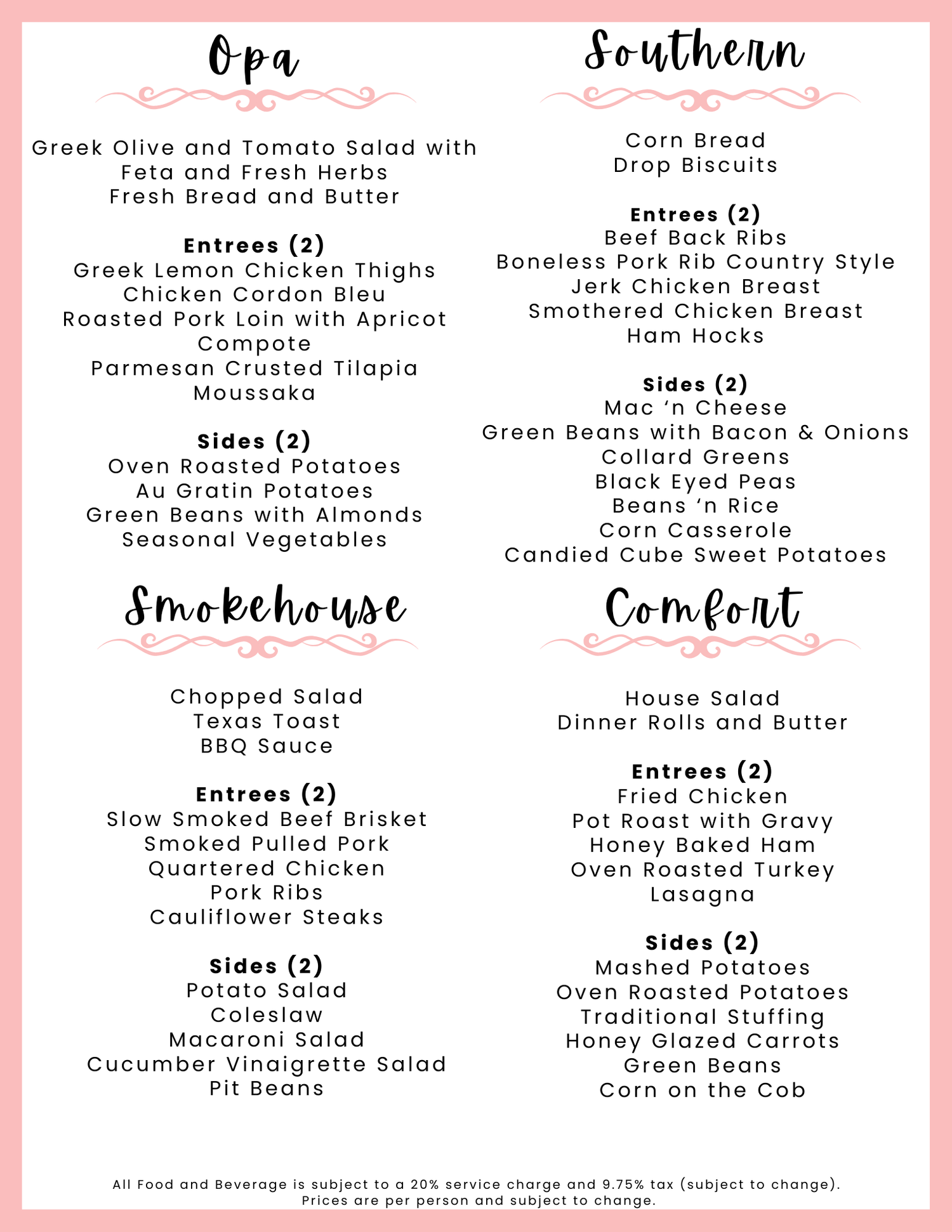 Catering Menus — Posh Banquets & Event Center