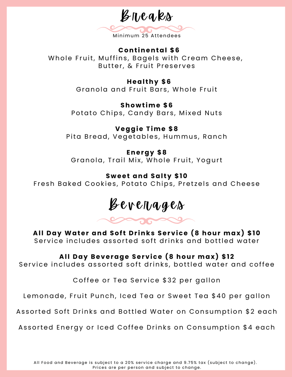 Catering Menus — Posh Banquets & Event Center