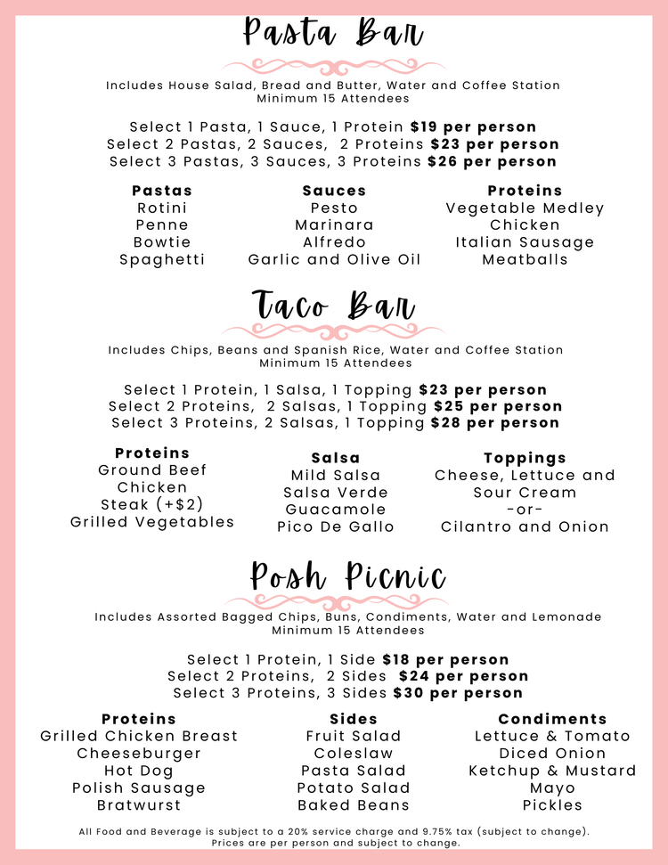 Catering Menus — Posh Banquets & Event Center