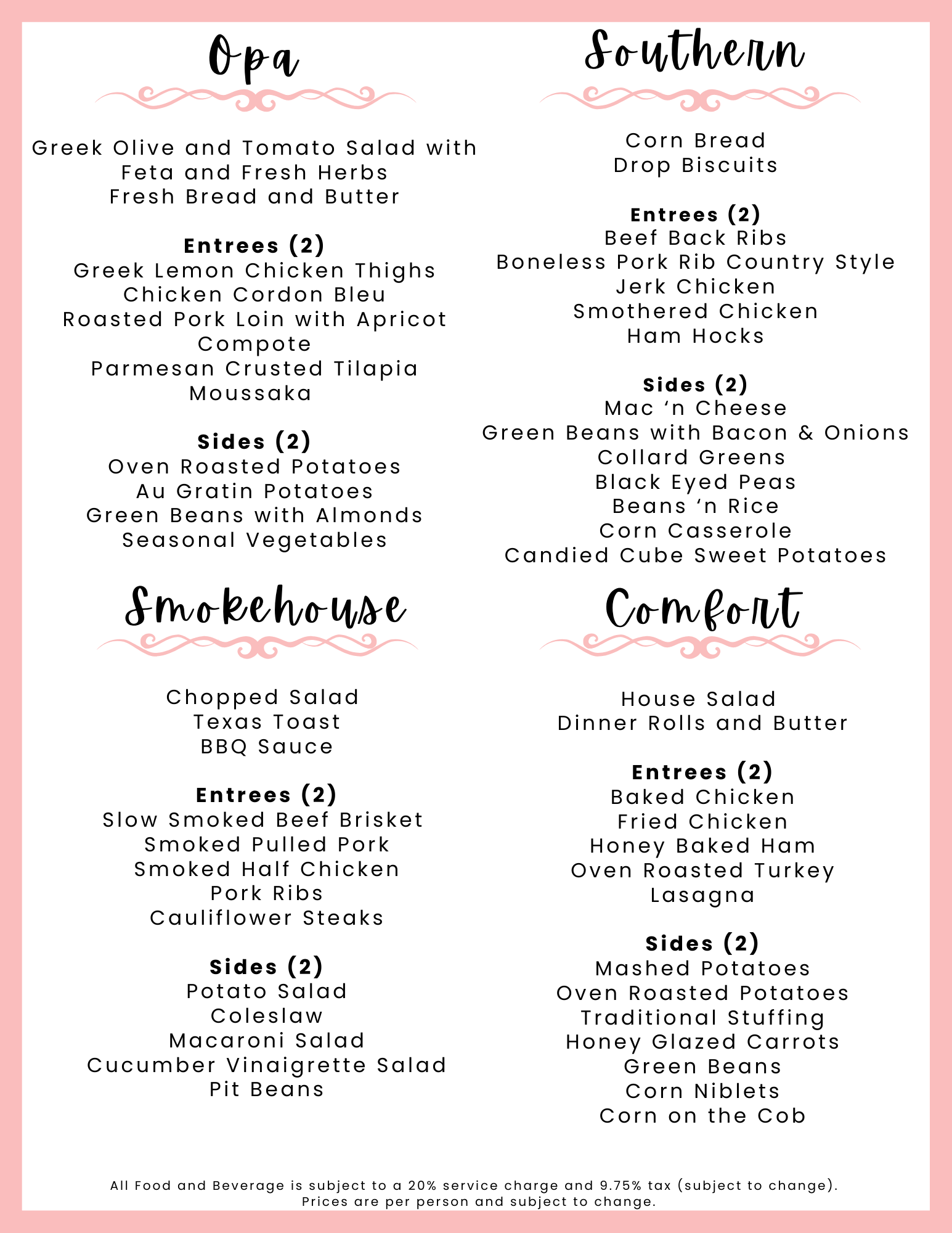 Catering Menus — Posh Banquets & Event Center