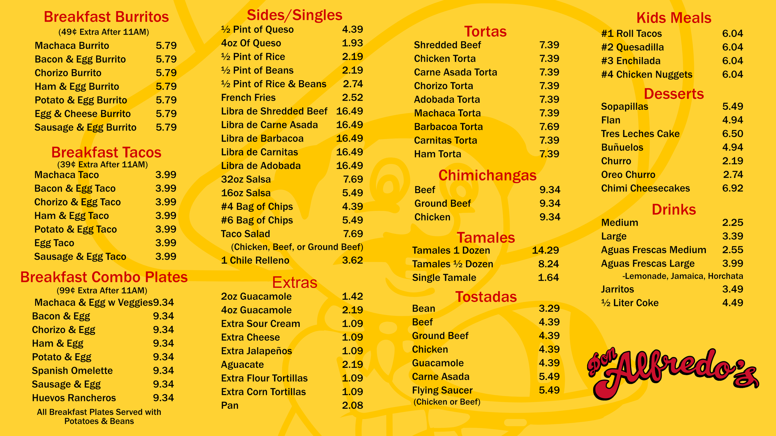 Menu — Don Alfredo’s