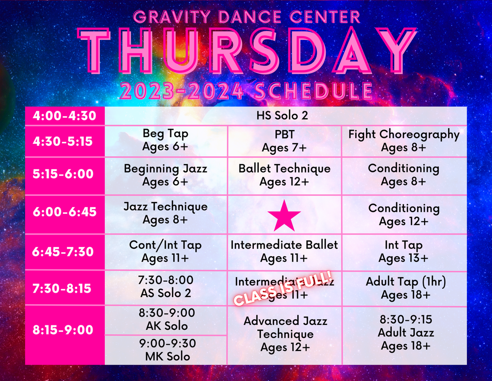 Menu 1 — Gravity Dance Center