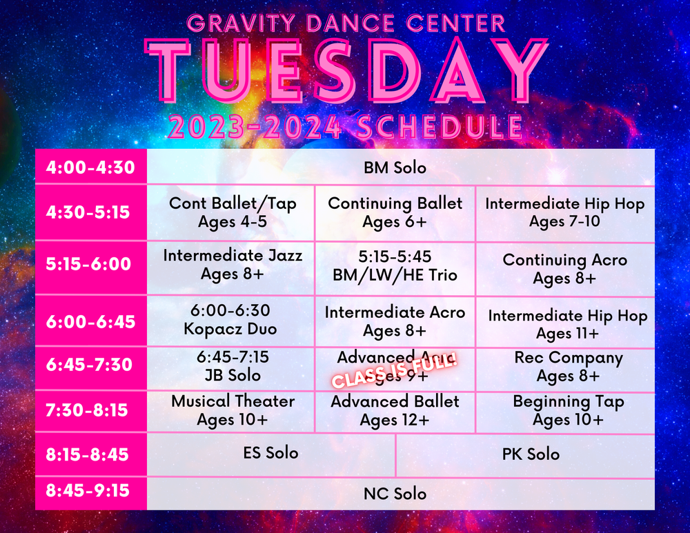 Menu 1 — Gravity Dance Center