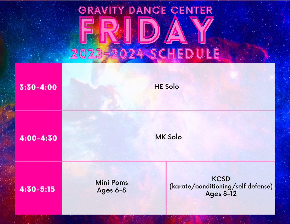 Menu 1 — Gravity Dance Center