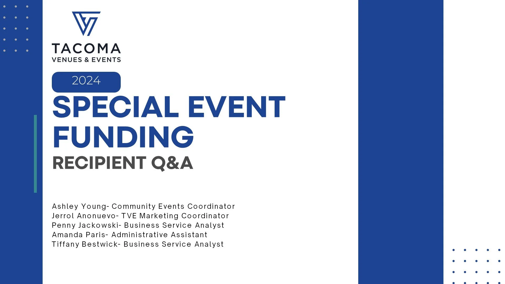 Special Events Funding Toolkit — Tacoma Venues & Events