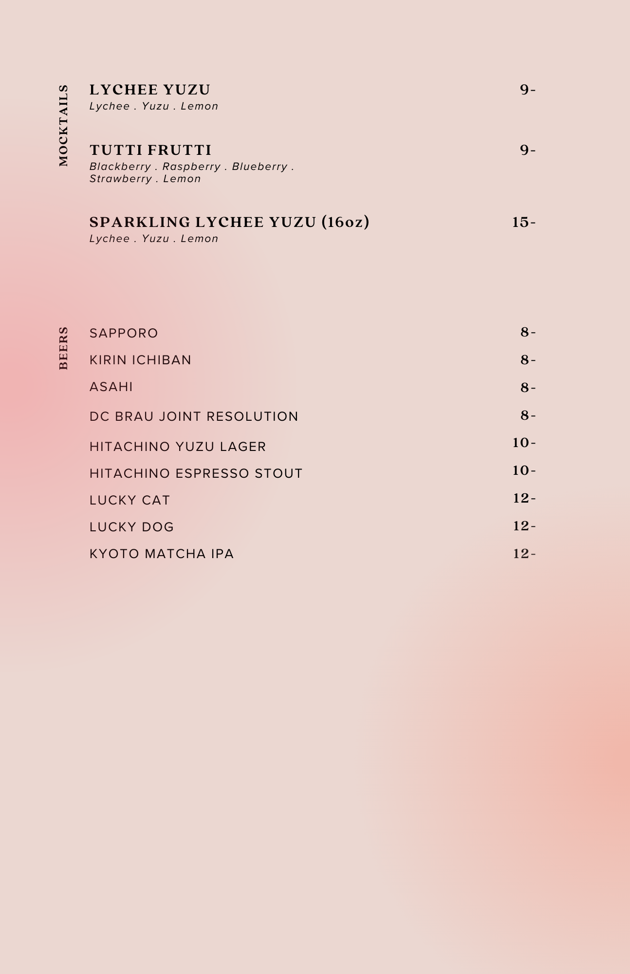 Menu — Gyu Shige Japanese BBQ & Bar