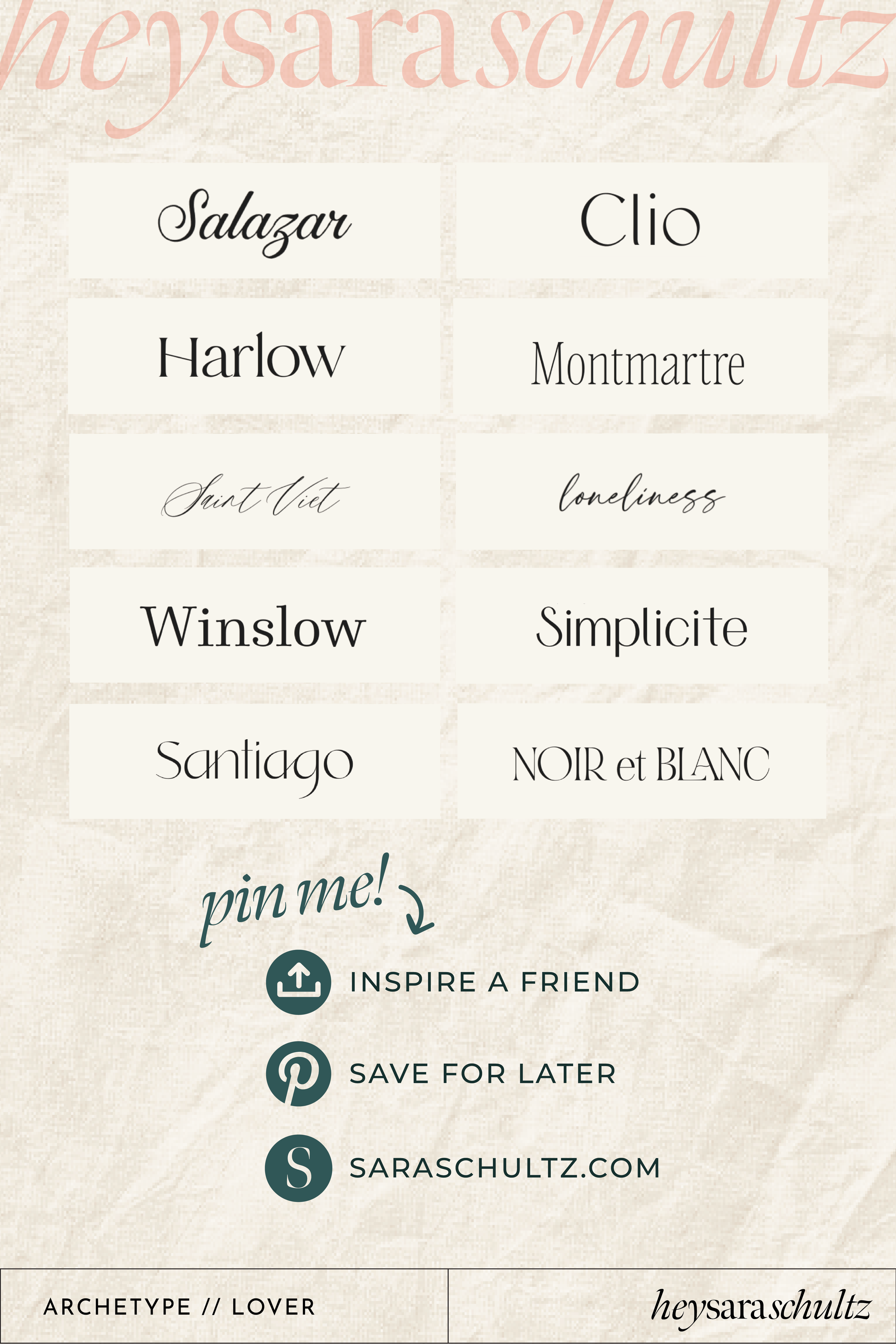 Top font choices for the lover brand archetype — Hey Sara Schultz
