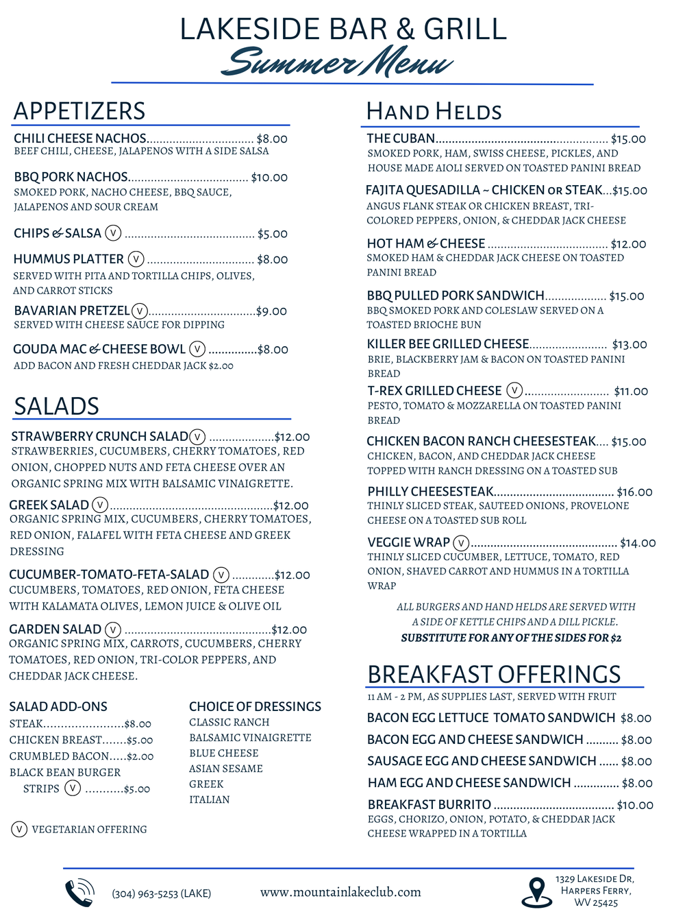Lakeside Bar & Grill — Mountain Lake Club
