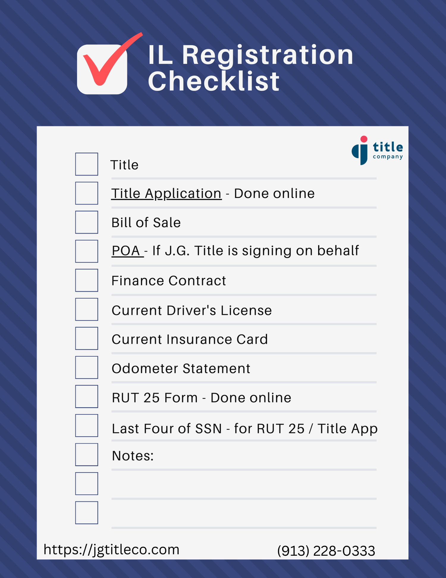 Illinois Registration Checklist — JG Title Company