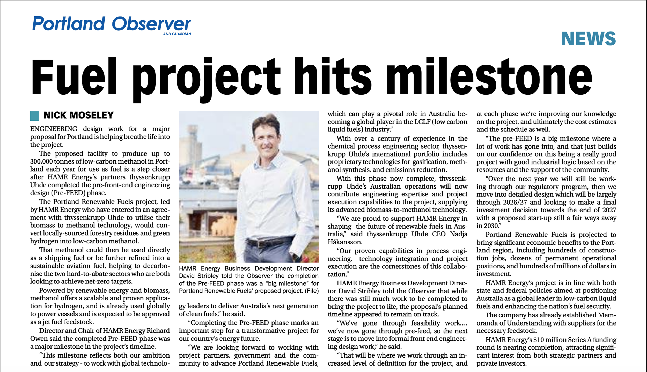 Portland Fuel Project hits milestone — HAMR Energy