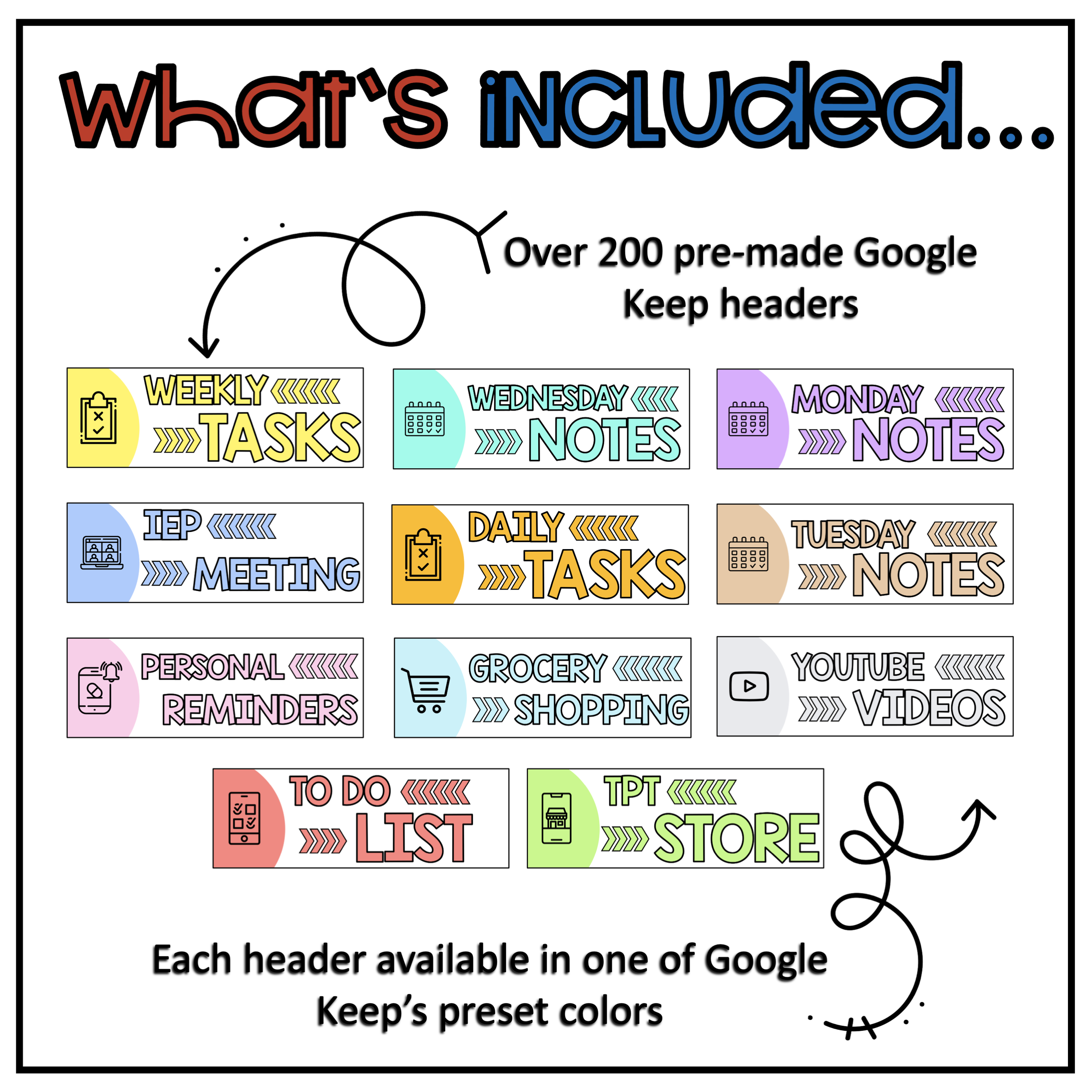 Editable Google Keep Headers | The TEACHer Mindset