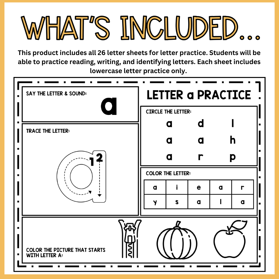 Letters Practice Worksheets | Lowercase Letters | No Prep | The TEACHer ...
