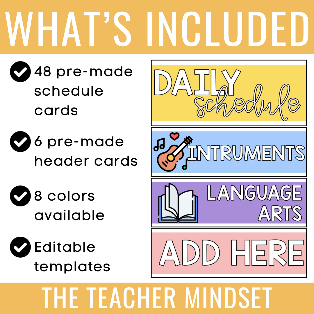 Printable Classroom Schedule Cards | Editable | Low Prep | The TEACHer ...