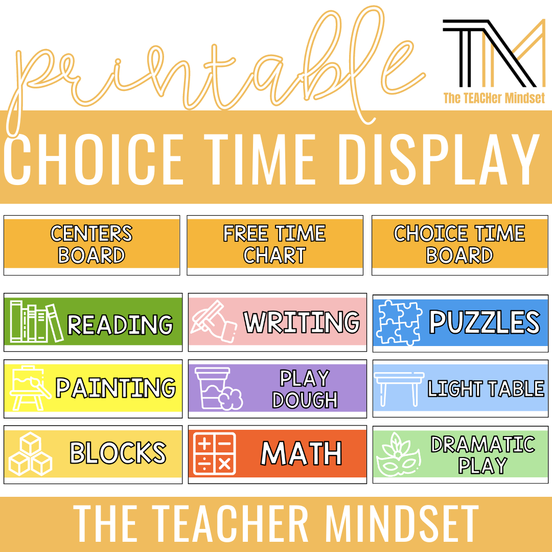 Printable Choice Time/Centers/Free Play Display | Editable | Low Prep ...