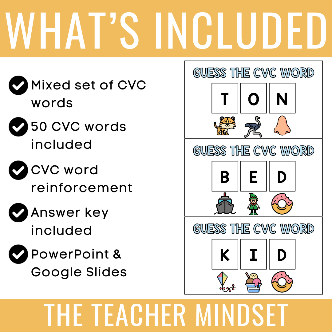 Secret CVC Words | Mixed CVC Word List | PowerPoint & Google Slides ...