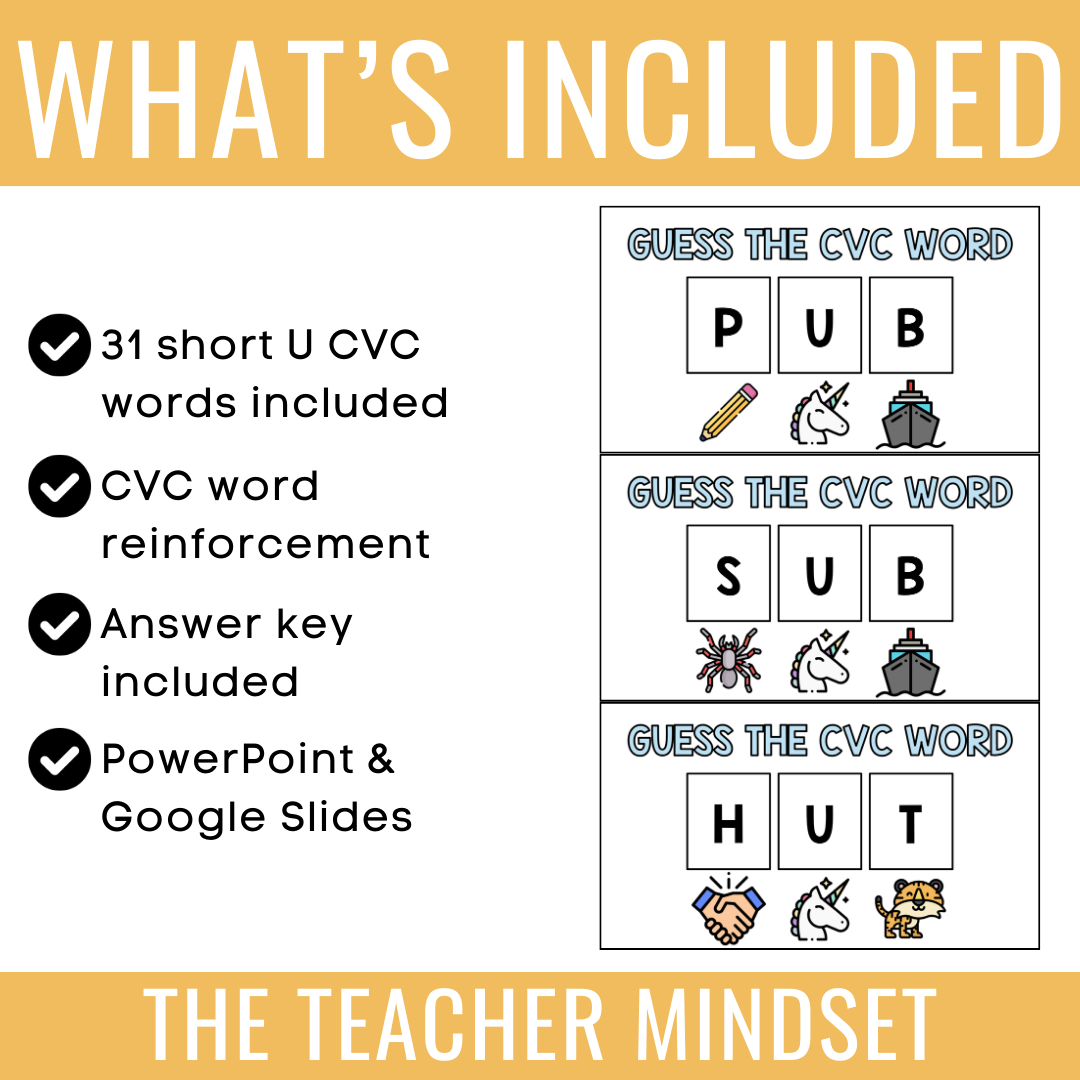 Secret CVC Words | Short U Word List | PowerPoint & Google Slides | The ...