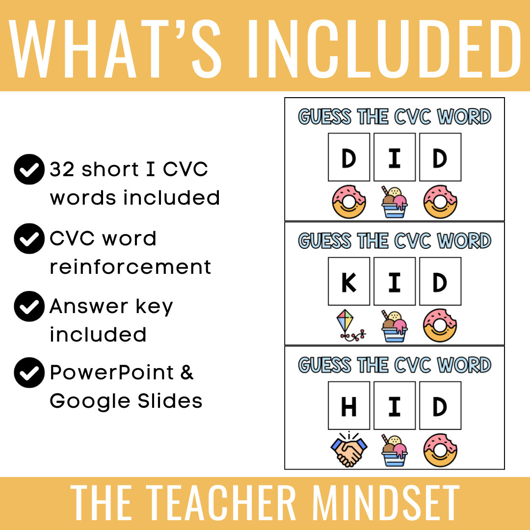 Secret CVC Words | Short I Word List | PowerPoint & Google Slides | The ...