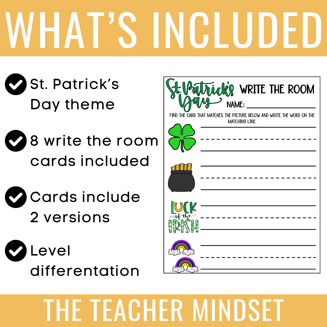 Write The Room | St. Patrick's Day Theme | Low Prep | The TEACHer Mindset