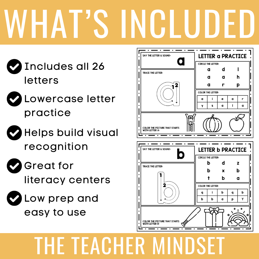 Letters Practice Worksheets | Lowercase Letters | No Prep | The TEACHer ...
