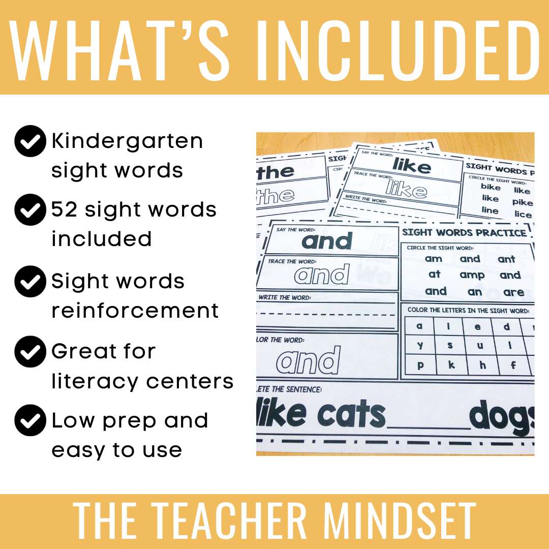 Sight Words Practice Sheets | Growing Bundle | The TEACHer Mindset