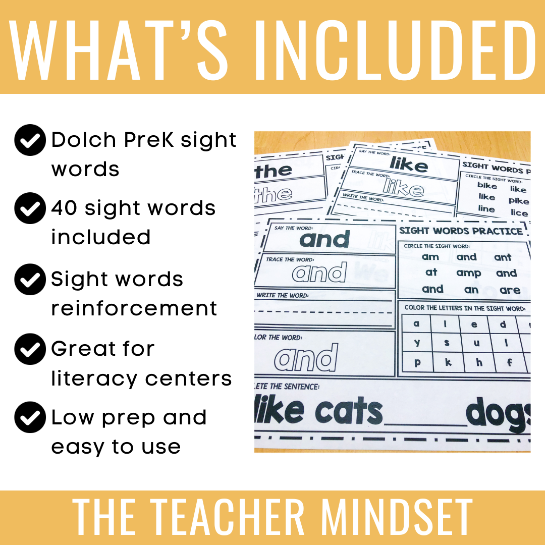 Sight Words Practice Sheets | Growing Bundle | The TEACHer Mindset