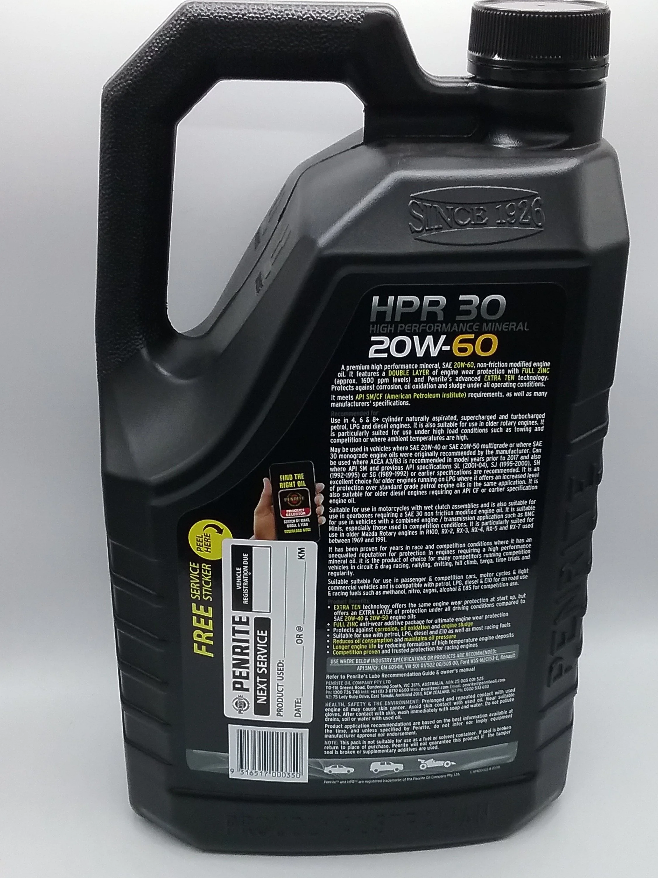 Penrite HPR 10 10W-50 Engine Oil 5L — Yesteryear Garage & Parts