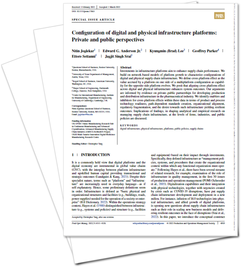 Configuration of digital and physical infrastructure platforms: Private and public perspectives ...