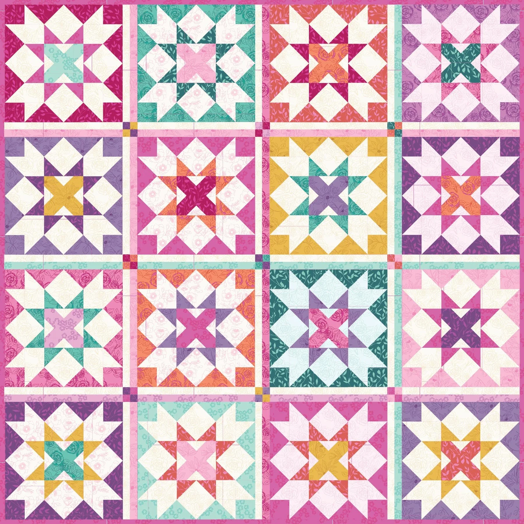 Color Me Quilts | Color Me Quilts- Wild Rose Block Kit – VRIMCA