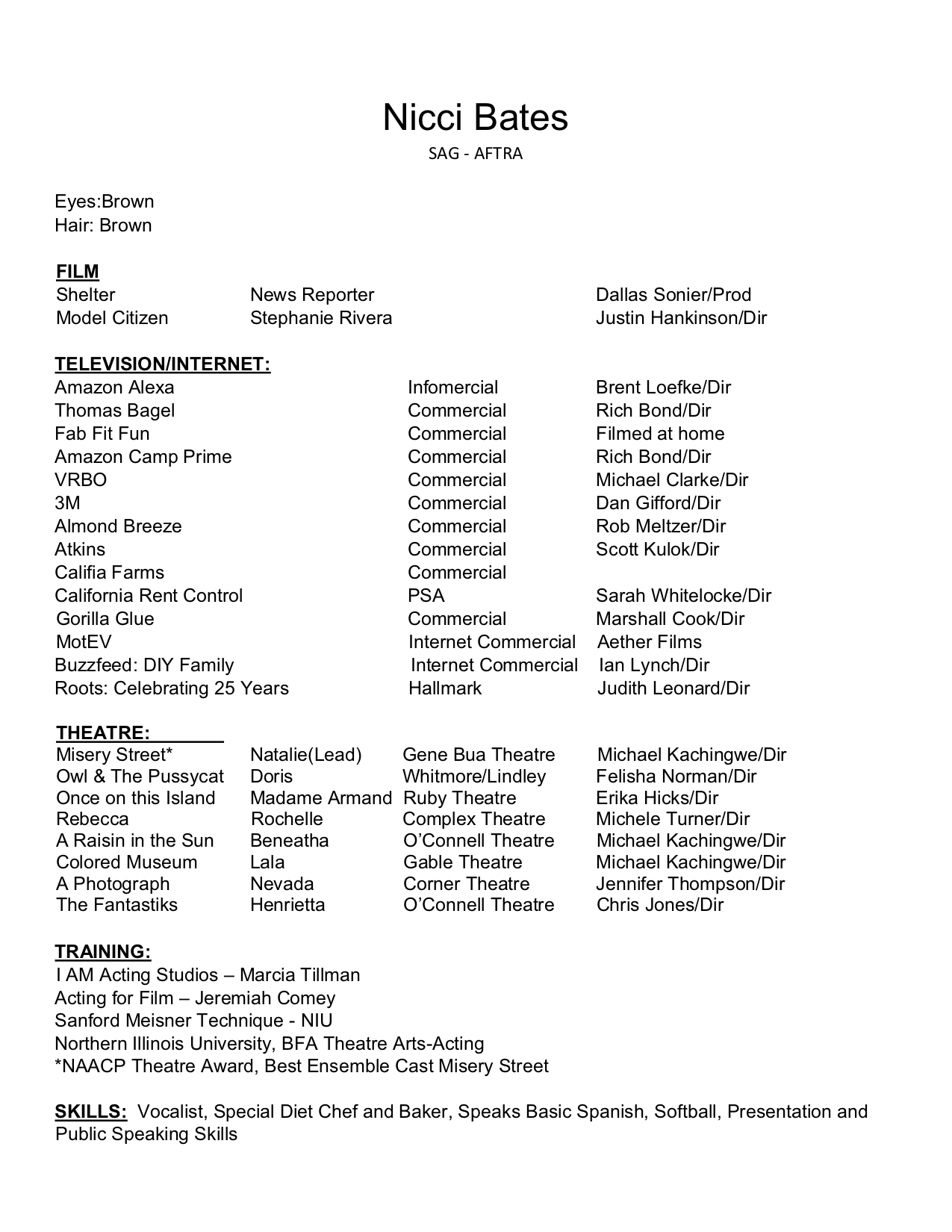 Resume — NICCI BATES