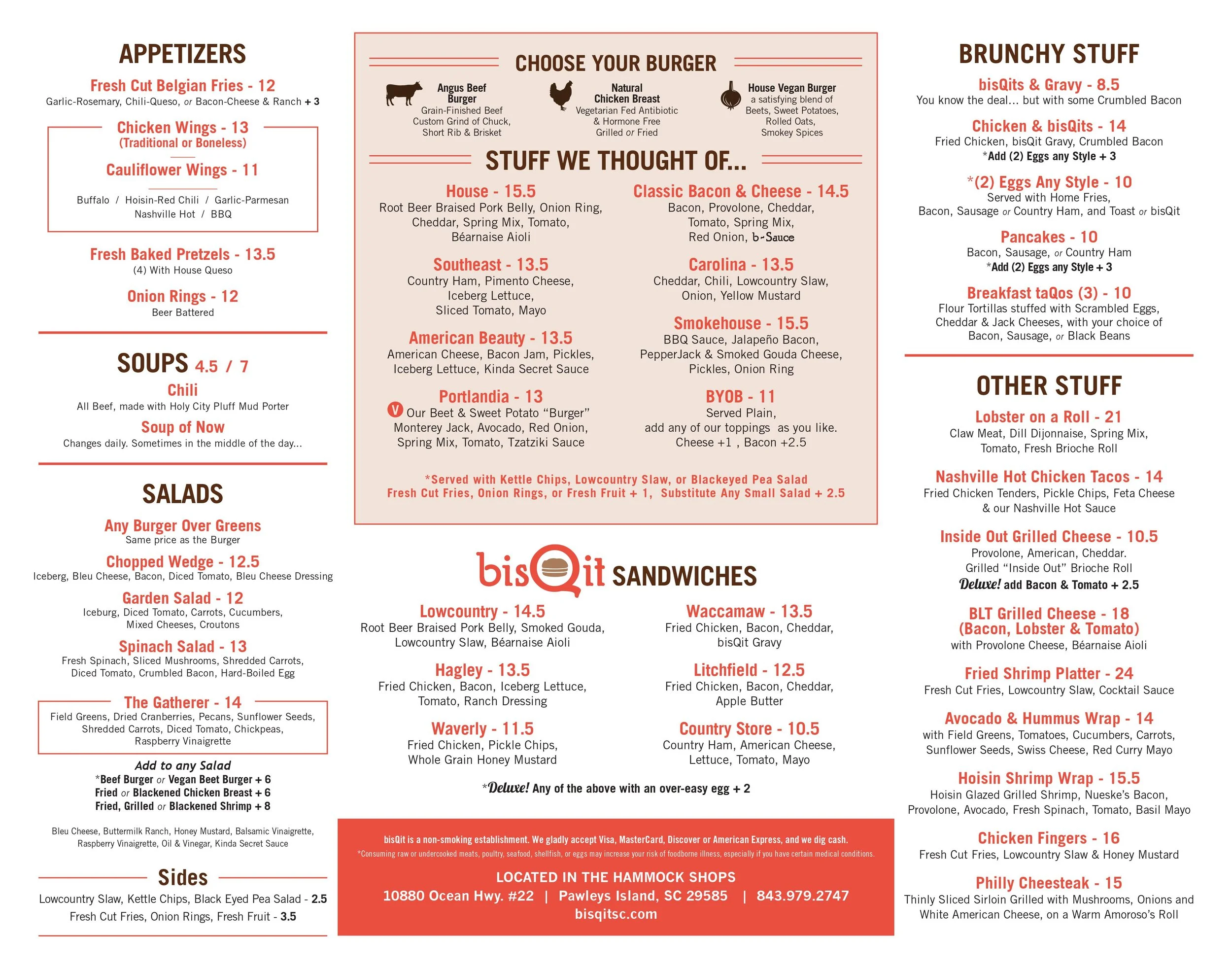 BISQIT’S MENU — Bisqit