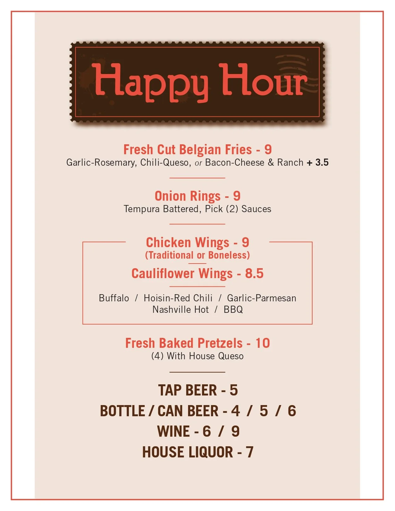 HAPPY HOUR MENU — Bisqit