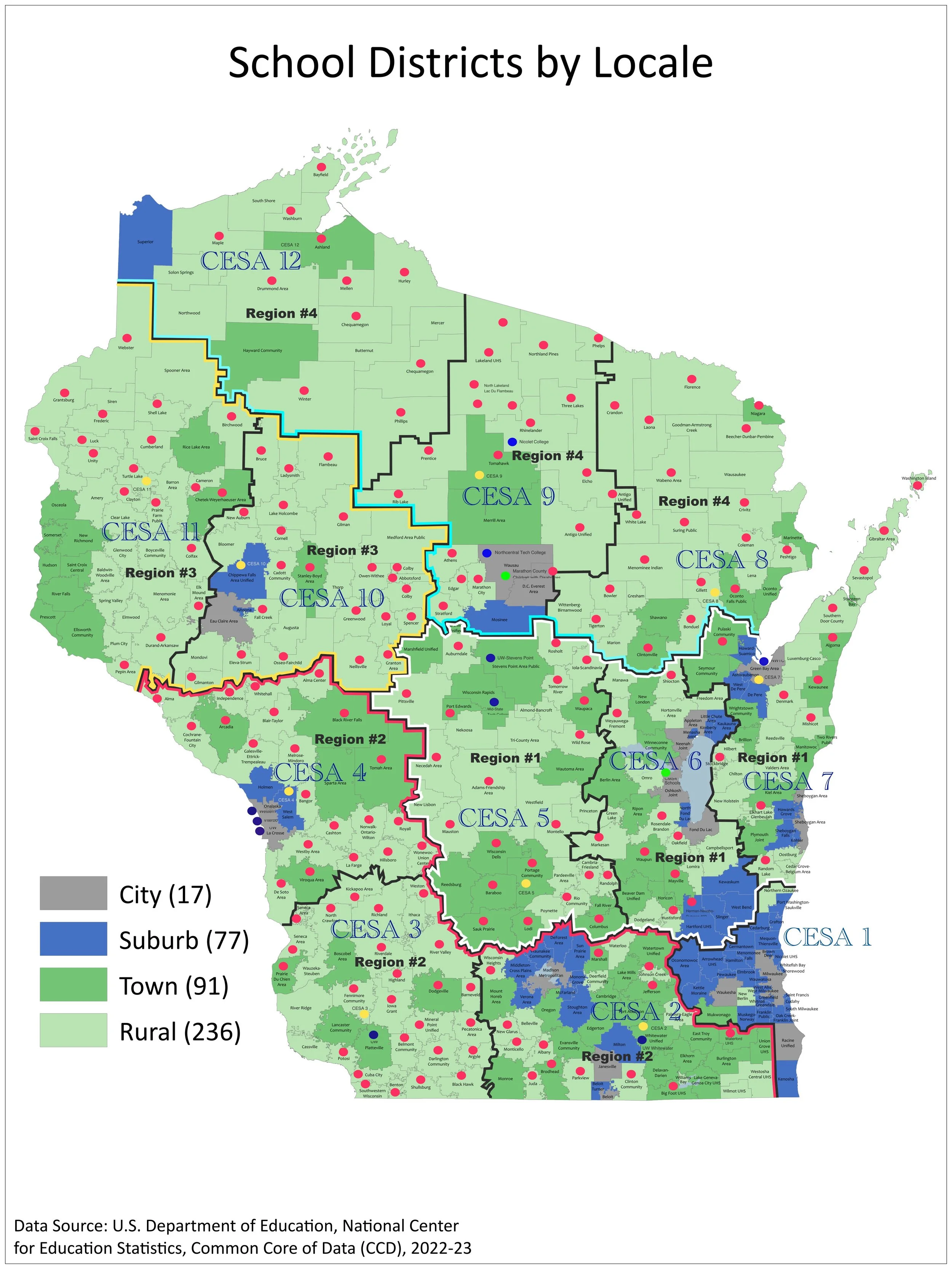Membership Map by Region — Wisconsin Rural Schools Alliance