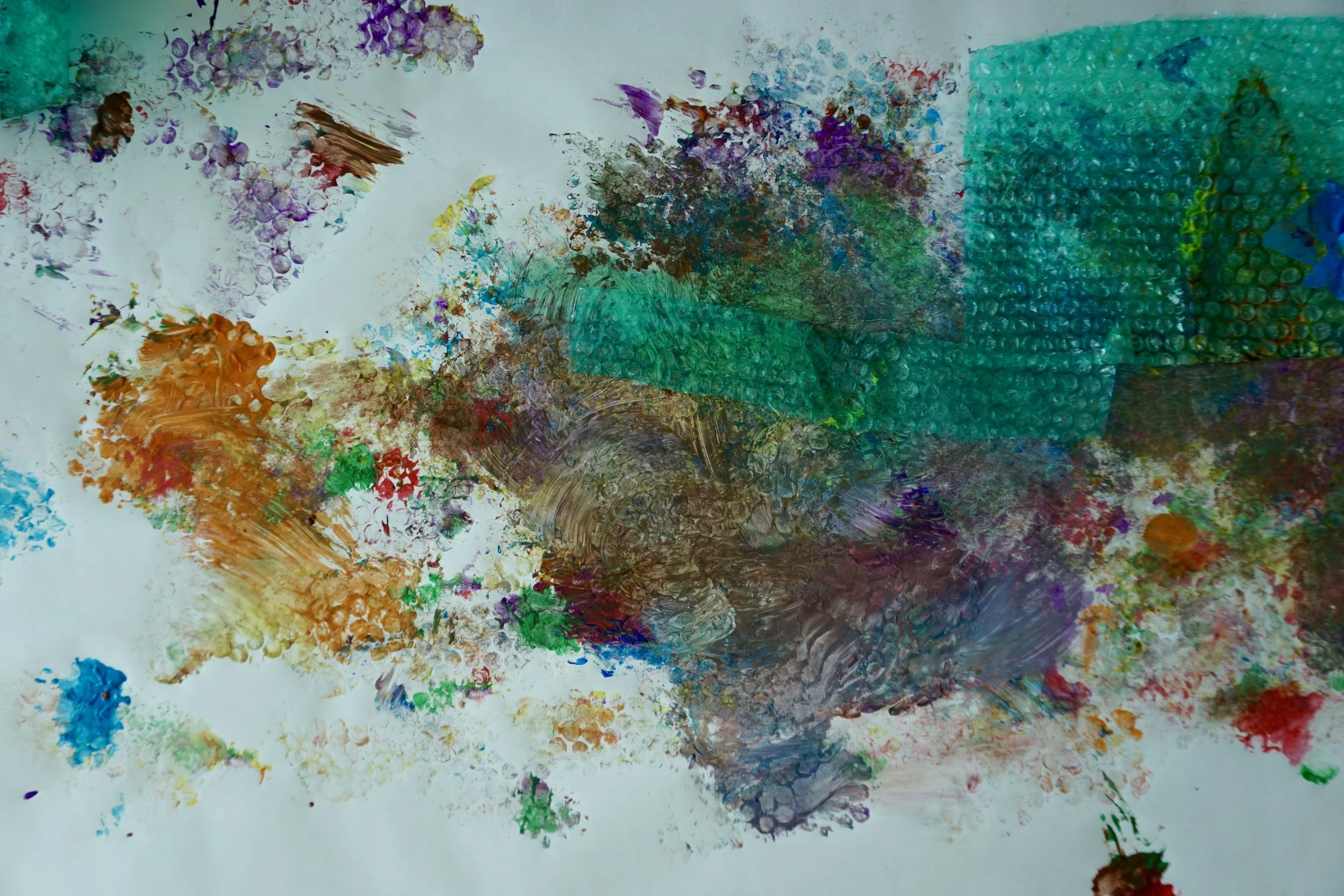 Bubble Wrap Feet Painting with Nicky's Hands and Feet
