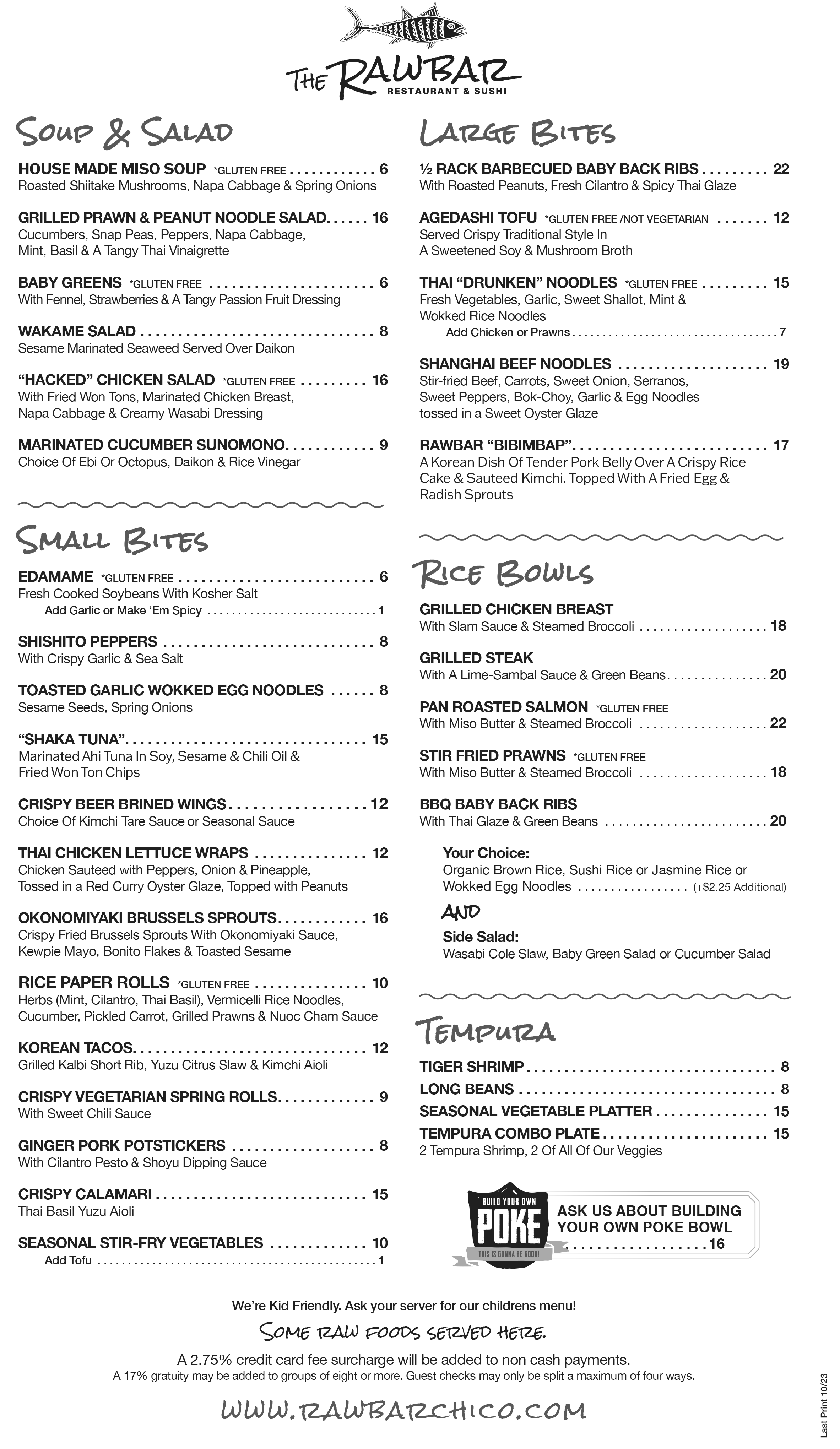 Rawbar Kitchen Menu — The Rawbar