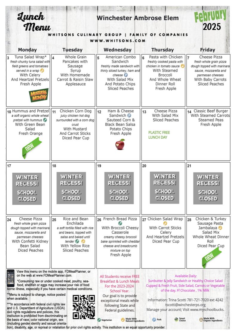 Lunch Menu — Your Ambrose PTO