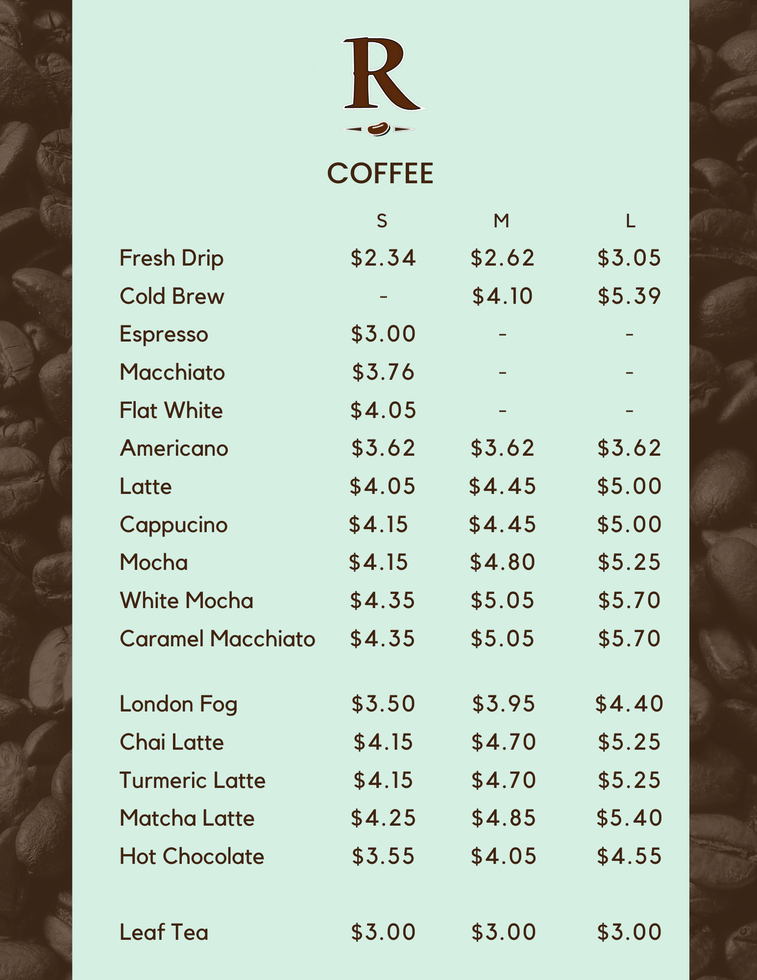 Menu — Renaissance Cafe