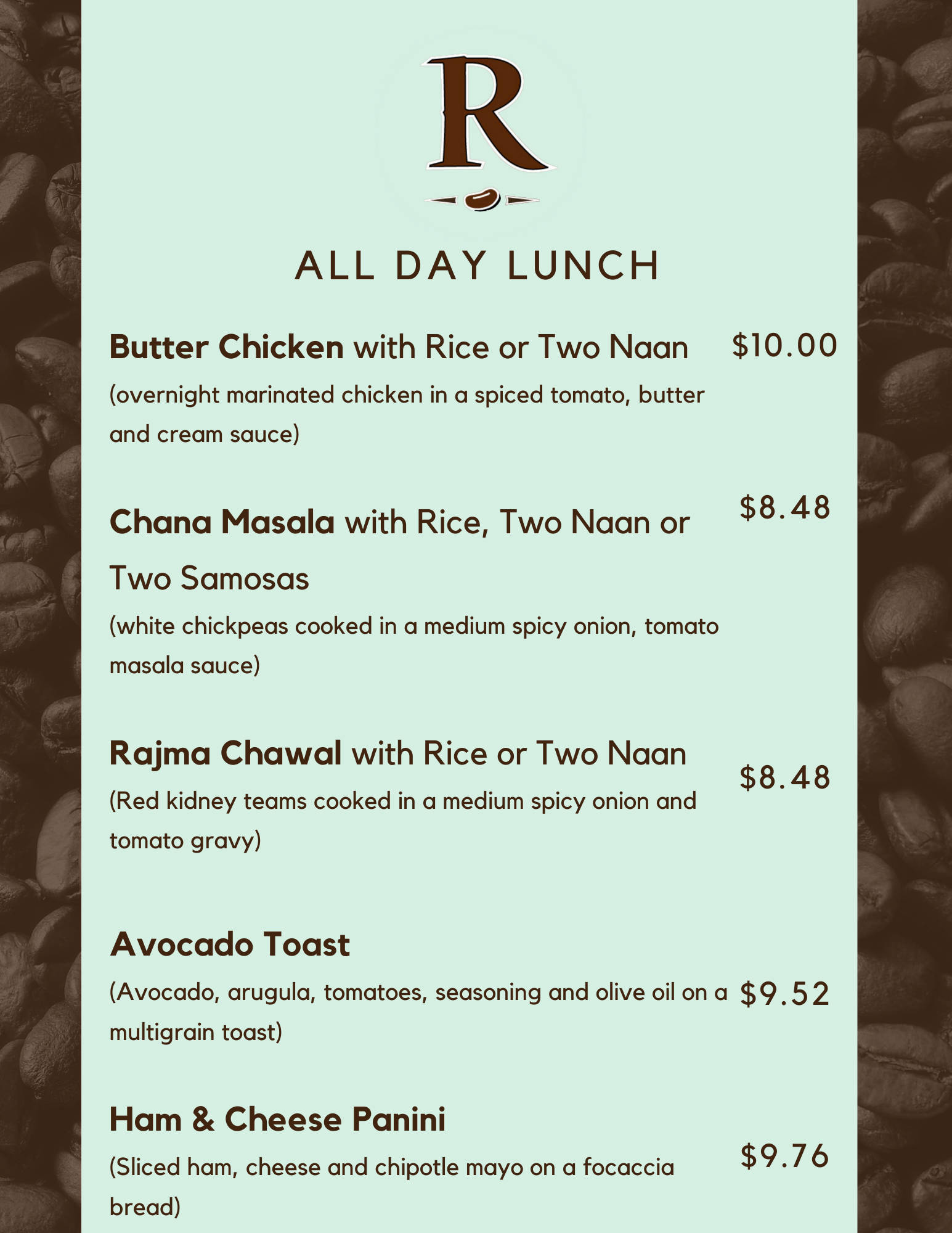 Menu — Renaissance Cafe