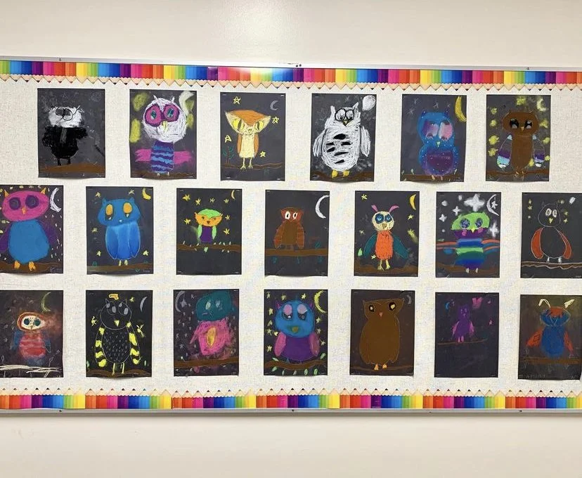 Pastel Owls In the Night Art Project — Mme Marissa