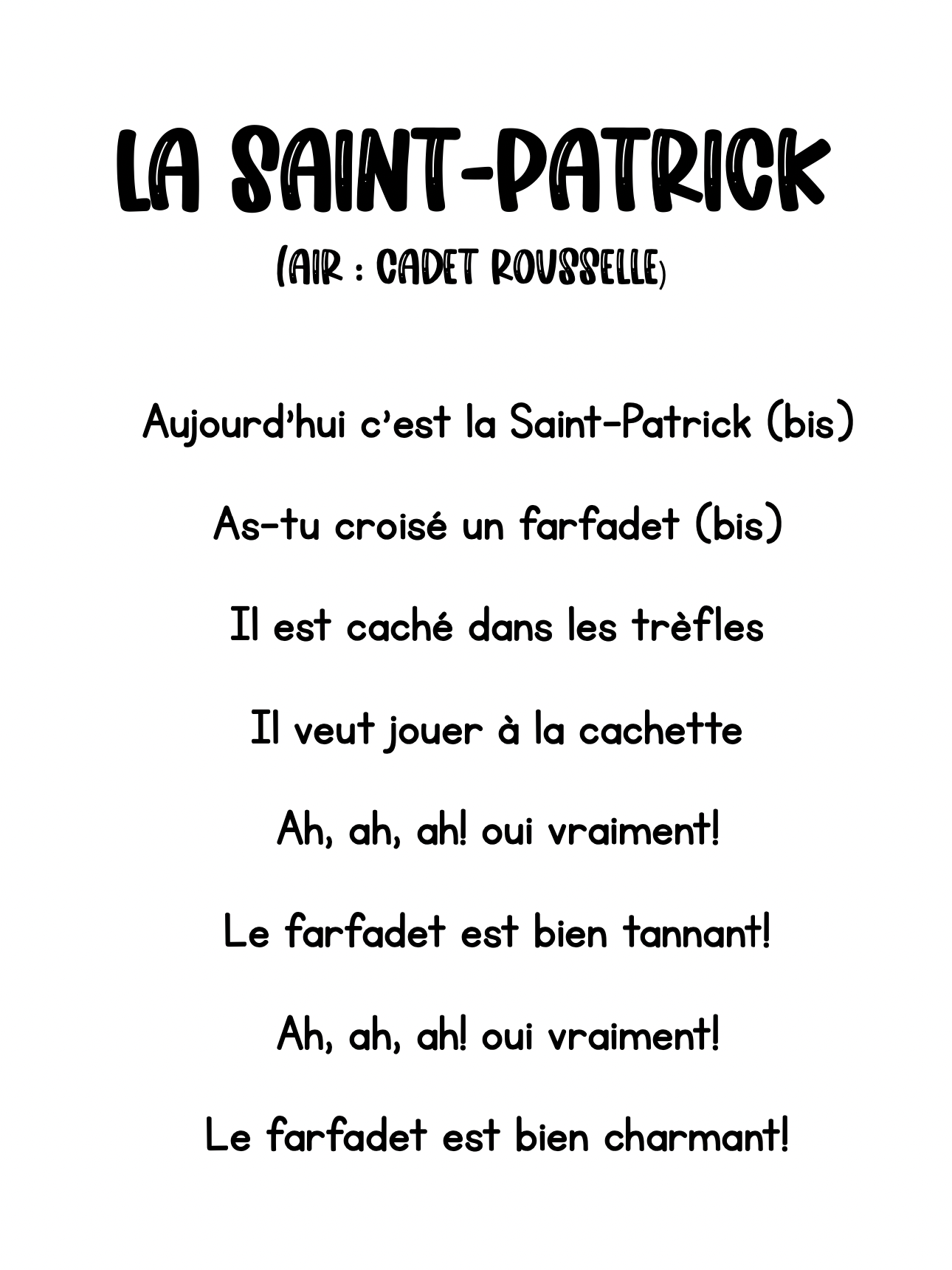 Songs for Primary French Immersion — Mme Marissa