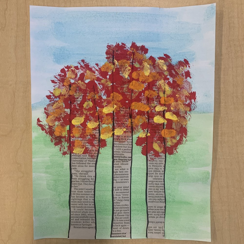Colourful Fall Birch Trees Art Project — Mme Marissa