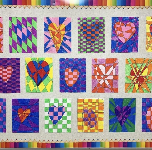 Geometric Heart Valentine’s Day Art Project — Mme Marissa
