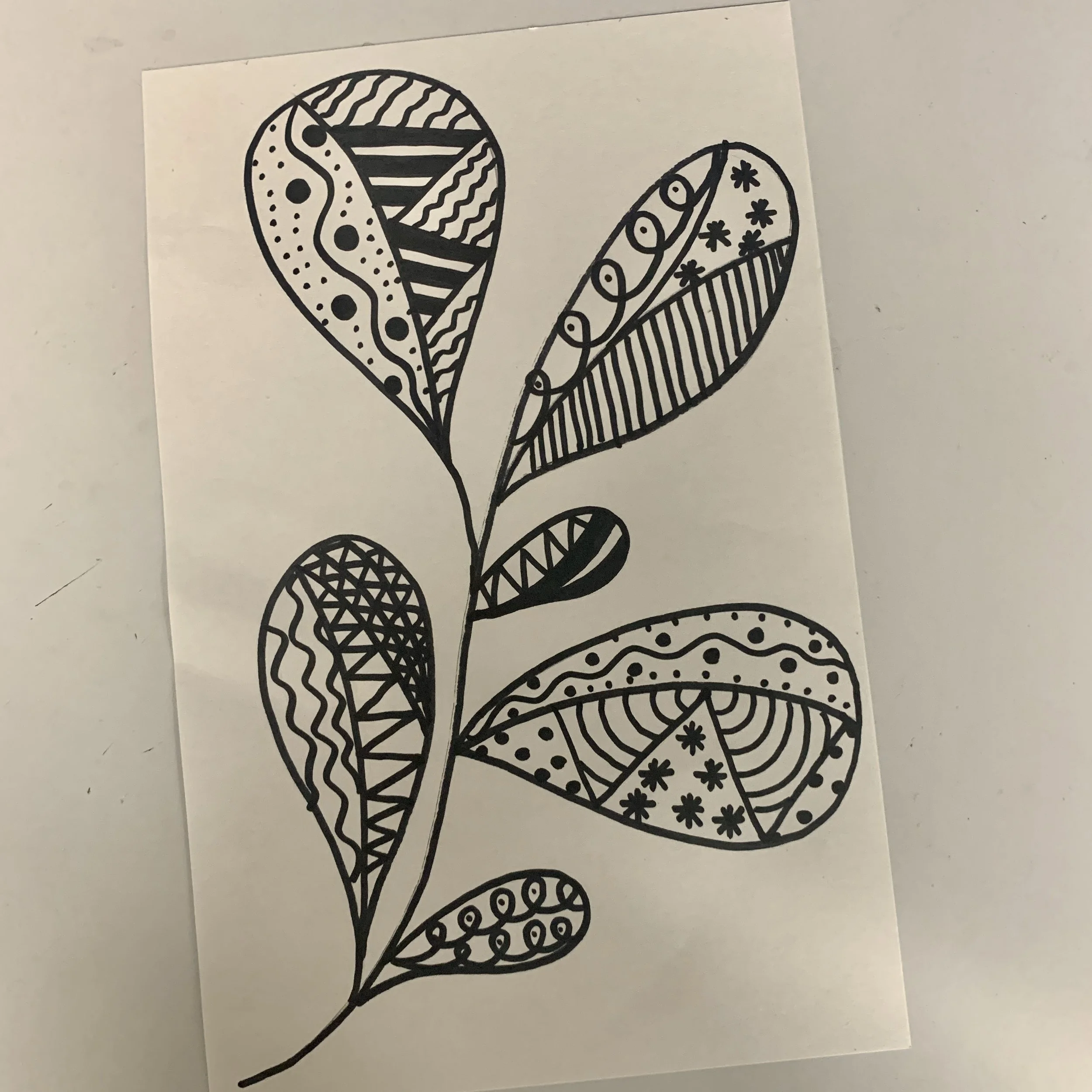 Zentangle Pattern Leaves Art Project — Mme Marissa
