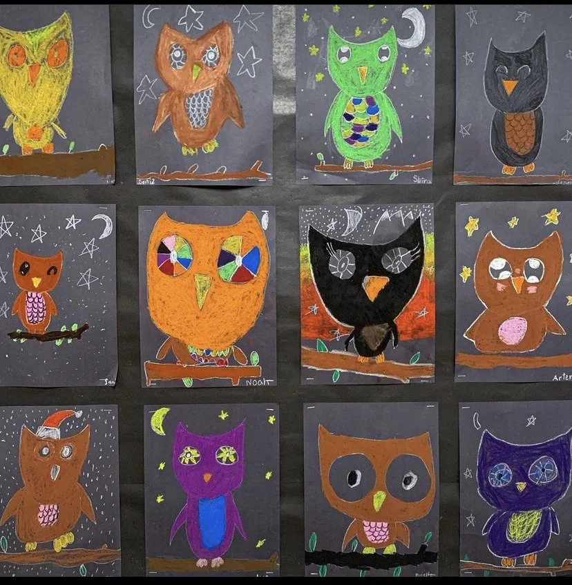 Pastel Owls In the Night Art Project — Mme Marissa